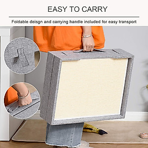 PawHut Cat House Foldable 2 in 1 Design Condo Pet Bed with Removable Washable Cushions Scratching Pad, Grey