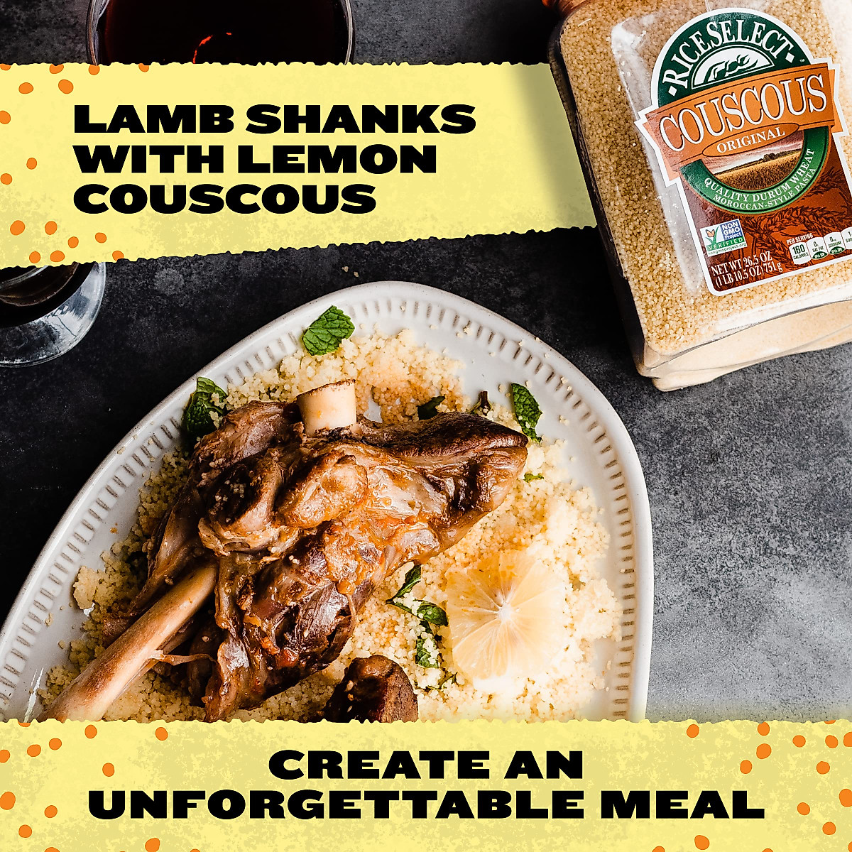 RiceSelect Couscous, Moroccan-Style Wheat Couscous Pasta, Non-GMO, 26.5-Ounce Jar, (Pack of 1)