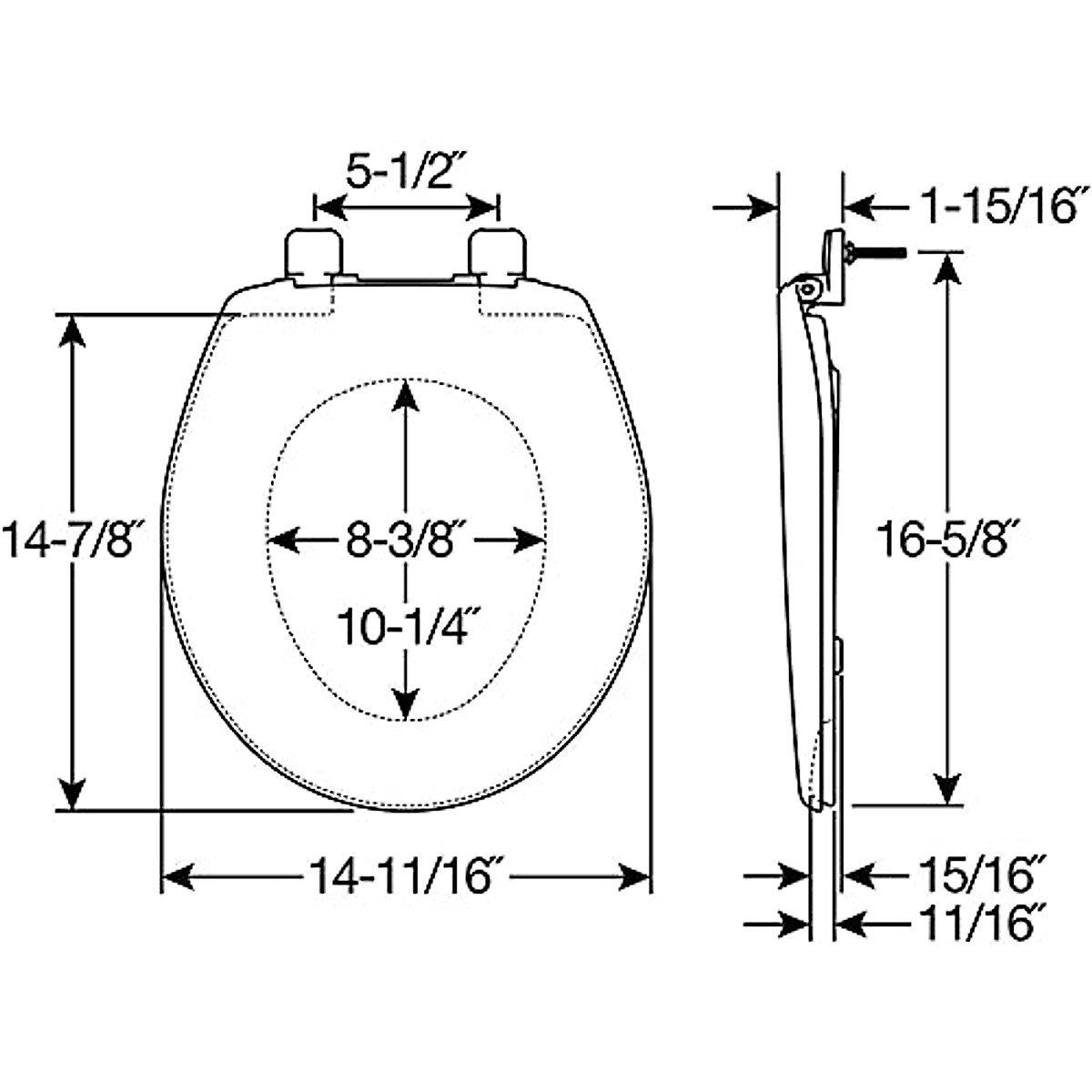 MAYFAIR 880SLOW 000 Caswell Toilet Seat will Slowly Close and Never Loosen, ROUND, Long Lasting Plastic, White