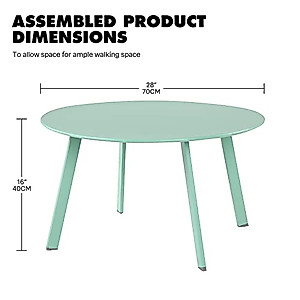 Grand patio Round Outdoor Coffee Table, Weather Resistant Steel Large Side Table for Balcony, Porch, Deck, Poolside, Mint Green