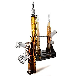 3 Gun Whiskey Decanters Set AR15, AK47, & Rifle Gun Decanter Set 1000ml by The Wine Savant - Veteran Gifts, Home Bar, Gun Lover Gifts, Tik Tok Gun Decanter, Military Gifts
