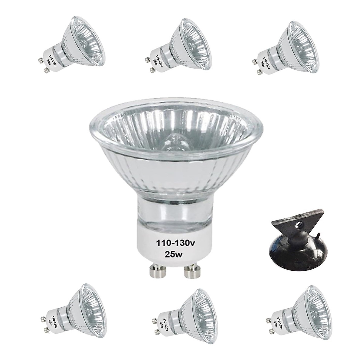 ZOHOJOV 7 Pack 120V 25 Watt GU10 Bulb, NP5 Replacement Scentsy Light Bulbs for Wax Warmer, MR16 Dimmable Halogen Bulbs for Track/Recessed/Accent Lighting, Warm White, 2800K