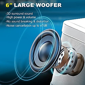 FULLIFE Karaoke Machine for Adults/Kids, 3000mAh Portable Bluetooth Karaoke Speaker with 2 Wireless Microphones, HD Sound PA System with Echo and Vocal Cut, Supports TF/USB, AUX-in, for Home Parties