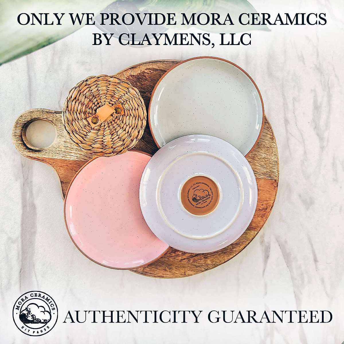 Mora Ceramic Plates Set, 7.8 in - Set of 6 - The Dessert, Salad, Appetizer, Small Dinner etc Plate. Microwave, Oven, and Dishwasher Safe, Scratch Resistant. Kitchen Porcelain Dish - Assorted Colors