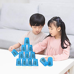 SEISSO Stack Cups, Stacking Cup Set Classic Stack Training Game Toys for Boys Girls Kids Stacking Cups with Carry Bag (12 Pack Blue)