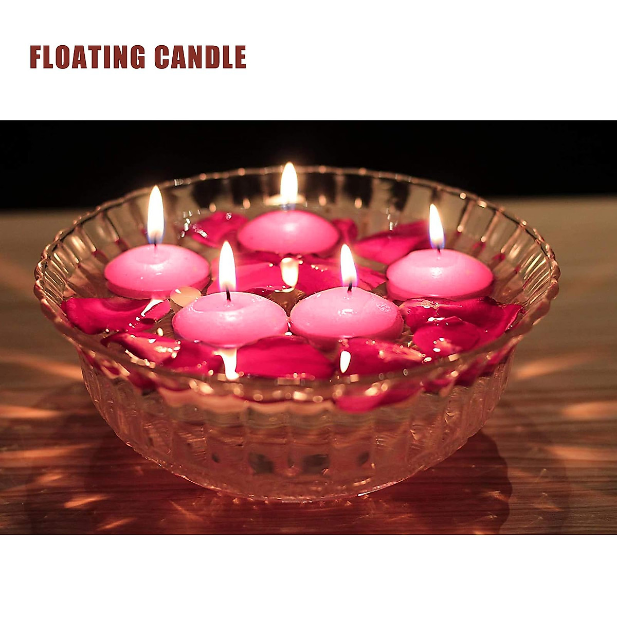 6 PCS Floating Candles, Pink Unscented Dripless Wax Burning Candles 1.77 Inch Diameter Floating Candles Discs for Cylinder Vases, Weddings, Pool Party, Wedding, Holiday, Home Decor (Pink)