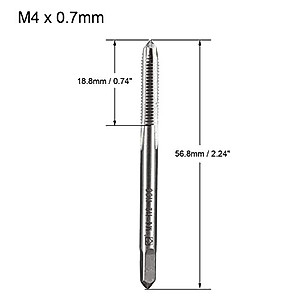 uxcell Metric Machine Tap M4 x 0.7mm H2 High Speed Steel 3 Straight Flutes Screw Tapping Threading Machinist Repair DIY Tool 2pcs