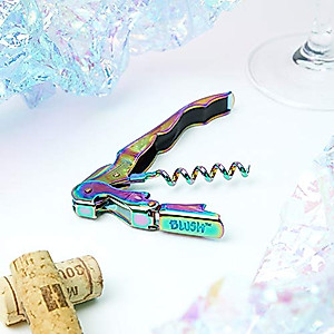 Blush Mirage Double Hinged Corkscrew, Cute Iridescent Wine Bottle Opener and Foil Cutter, Stainless Steel Bar Accessories, 4.75 Inches Long, Set of 1