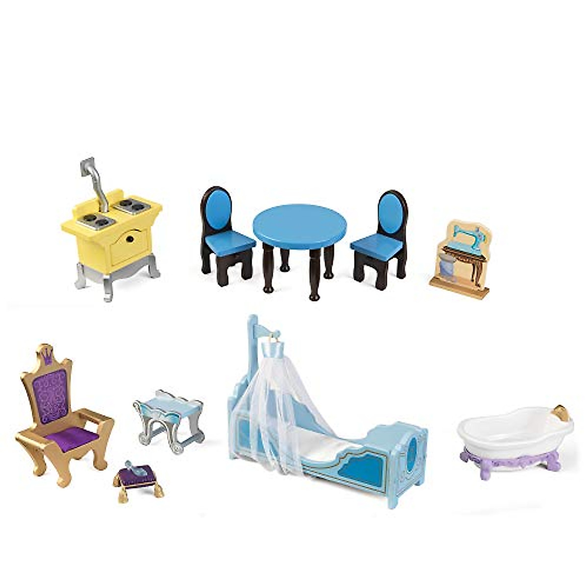 KidKraft Disney® Princess Cinderella Royal Dream Wooden Castle Dollhouse, Over 4 Feet Tall with 12 Pieces, Blue, Gift for Ages 3+