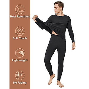 INNERSY Men's Thermal Underwear Set Lightweight Base Layer Long Johns for Winter Exercise(Black,X-Large)