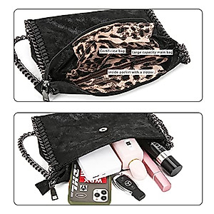 JOTHIN Crossbody Bags for Women Designer Handbags for Women Black Clutch Chain Crossbody Purse Women's Shoulder Handbags(Black)