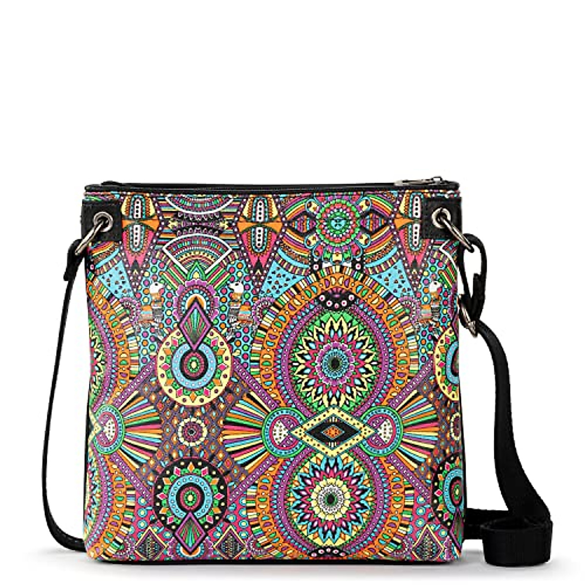 Sakroots Women's Artist Circle Flat Crossbody, Rainbow Wanderlust