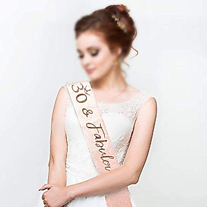 30th Birthday Sash and Tiara for Women, Rose Gold Birthday Sash Crown 30 & Fabulous Sash and Tiara for Women, 30th Birthday Gifts for Happy 30th Birthday Party Supplies