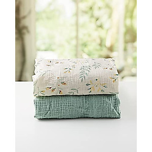 Muslin Crib Sheets for Girls and Boys, Cotton Neutral Fitted Baby Crib Sheet for Standard Crib Mattress & Toddler Bed Mattress (52"x28"), Soft Breathable Baby Sheets 1 Pack (Roman Green)