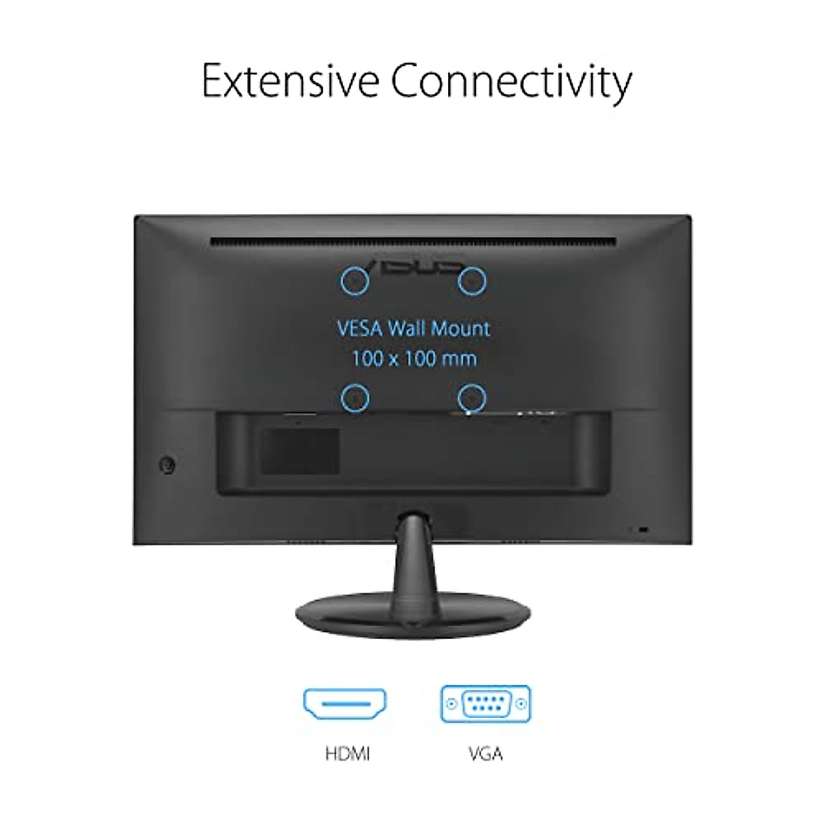 ASUS 21.5” Monitor (VP227HE) - Full HD, 75Hz, Adaptive-Sync/FreeSync, Eye Care, Low Blue Light, Flicker Free, HDMI, VGA, Frameless, Ergonomic Tilt, Wall Mountable ,BLACK