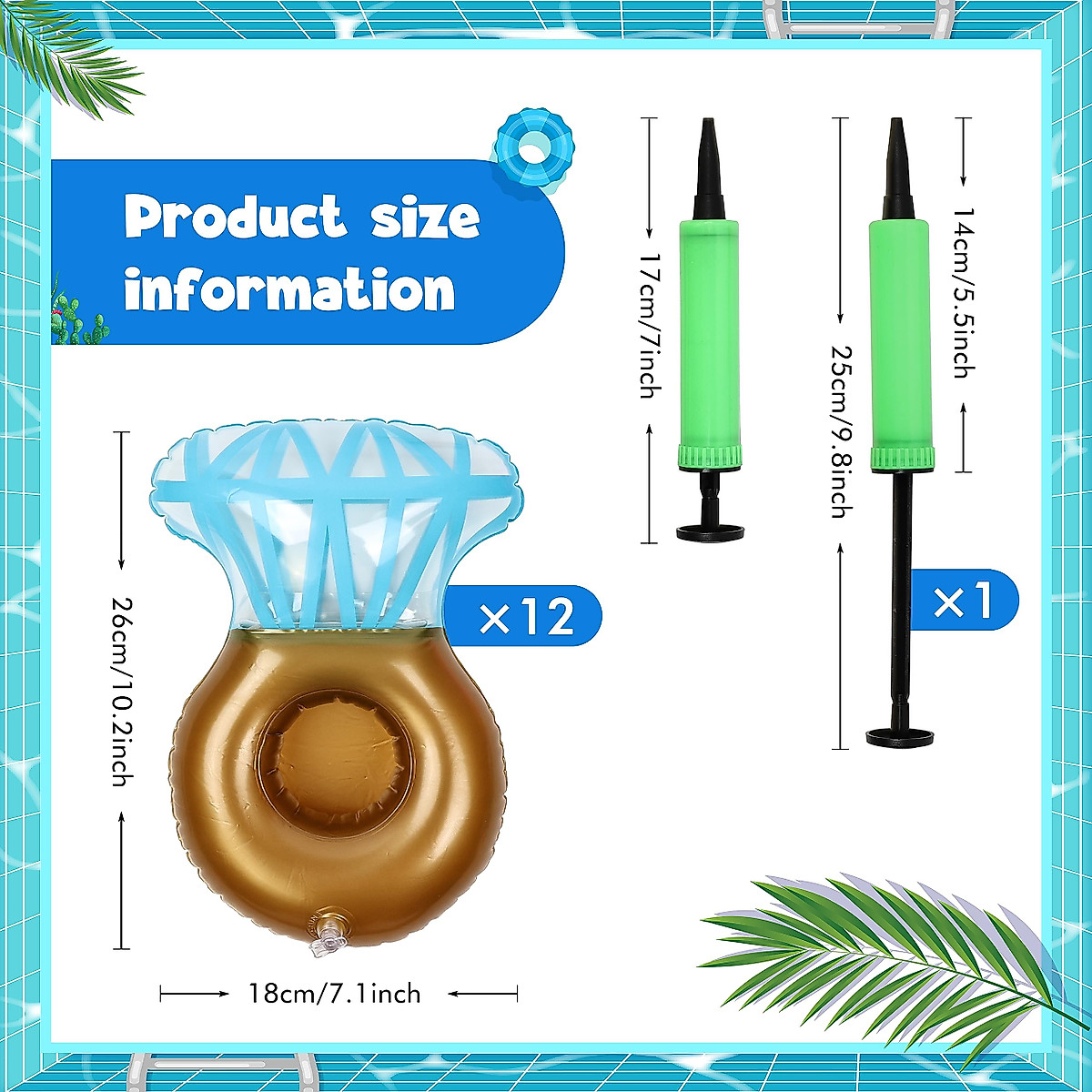 12Pack Ring Inflatable Drink Holder, Drink Floaties Floats Cup for Swimming Pool Drink Holder for Pool Bachelorette Party Float Decorations Accessories for Adults