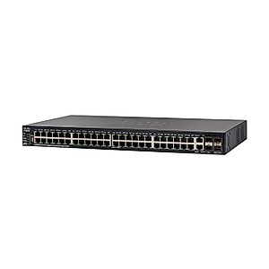 Cisco SG550X-48 Stackable Managed Switch with 48 Gigabit Ethernet (GbE) Ports, 2 x 10G Combo, 2 x SFP+, L3 Dyamic Routing, Limited Lifetime Protection, Black
