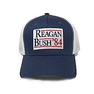 Urban Ridge Reagan Bush ’84 Adult Trucker Hat Snapback, Navy Blue with Embroidered Patch