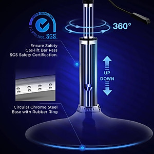 GREENSTELL Vanity Stool with Storage, 19" to 23" Height Adjustable PU Leather Vanity Chair, 360° Swivel Makeup Stool with Removeable Tray, Modern Ottoman for Bedroom Bathroom, White
