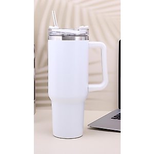 Generic Adventure Quencher 40 oz Tumbler With Handle And Straw Vacuum Insulated Stainless Steel Tumbler Thermo Cup (White)
