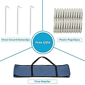 Drying Natural Clothes Airer Outdoor Portable 4-arm Aluminum Drying Rack w/Ground Stake, Carry Bag, 28-Lines with 65 ft. Umbrella Clothesline