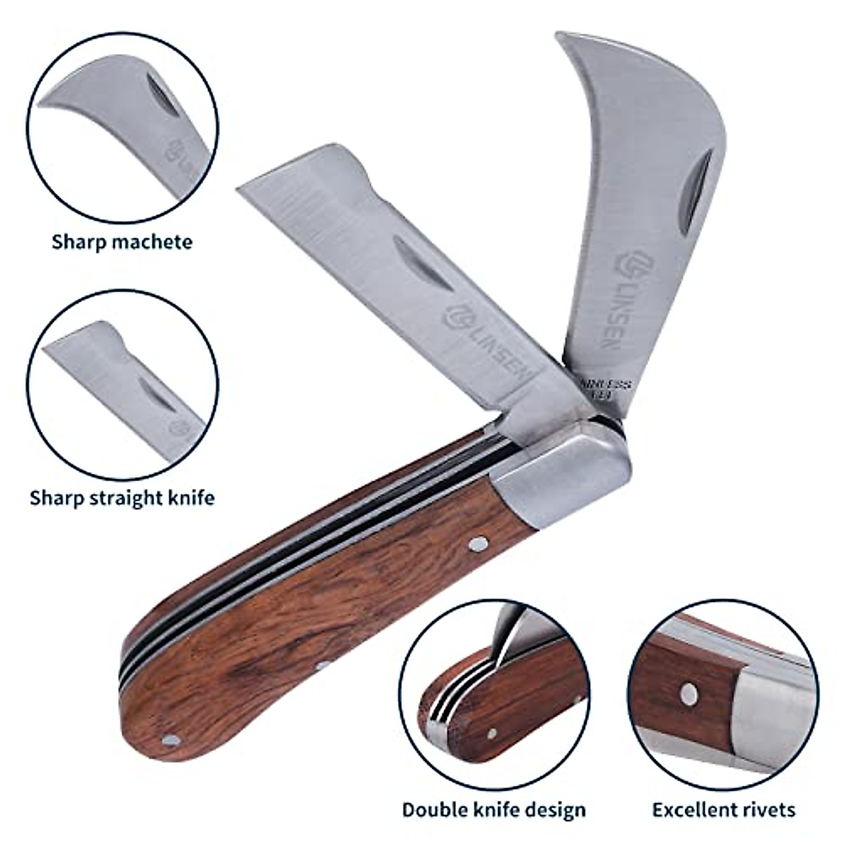 BaiCarre 102pcs Garden Tool Set,Grafting Knife is with 2-Blades Design (Curved and Straight) for Pruning,100 Pcs Plastic Plant Labels,2PCS Grafting Tape