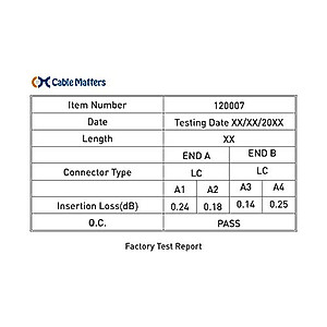 Cable Matters OFNP Plenum Multimode Duplex OM3 Fiber Cable 16.4 Feet / 5m (40Gb 10Gb, LC to LC, 50/125 Fiber Optic Cable, Fiber Patch Cable)