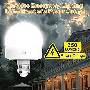 Rechargeable Battery Operated Light Bulbs, 300LM E26 Screw in (Magnetic Detachable) Light Bulb for Lamps with Remote Control Dimmable＆Timer, Wireless Puck Emergency Lamp for Non-Hardwired Wall Sconce