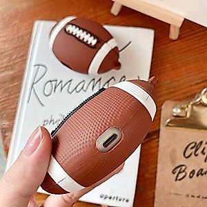 Compatible with Airpods 1/2 Case Silicone, Cute Cartoon 3D Cool Air pods Design Cover, Funny Cases for Kids Girls Teens Boys Character Skin Keychain Airpod (Football)