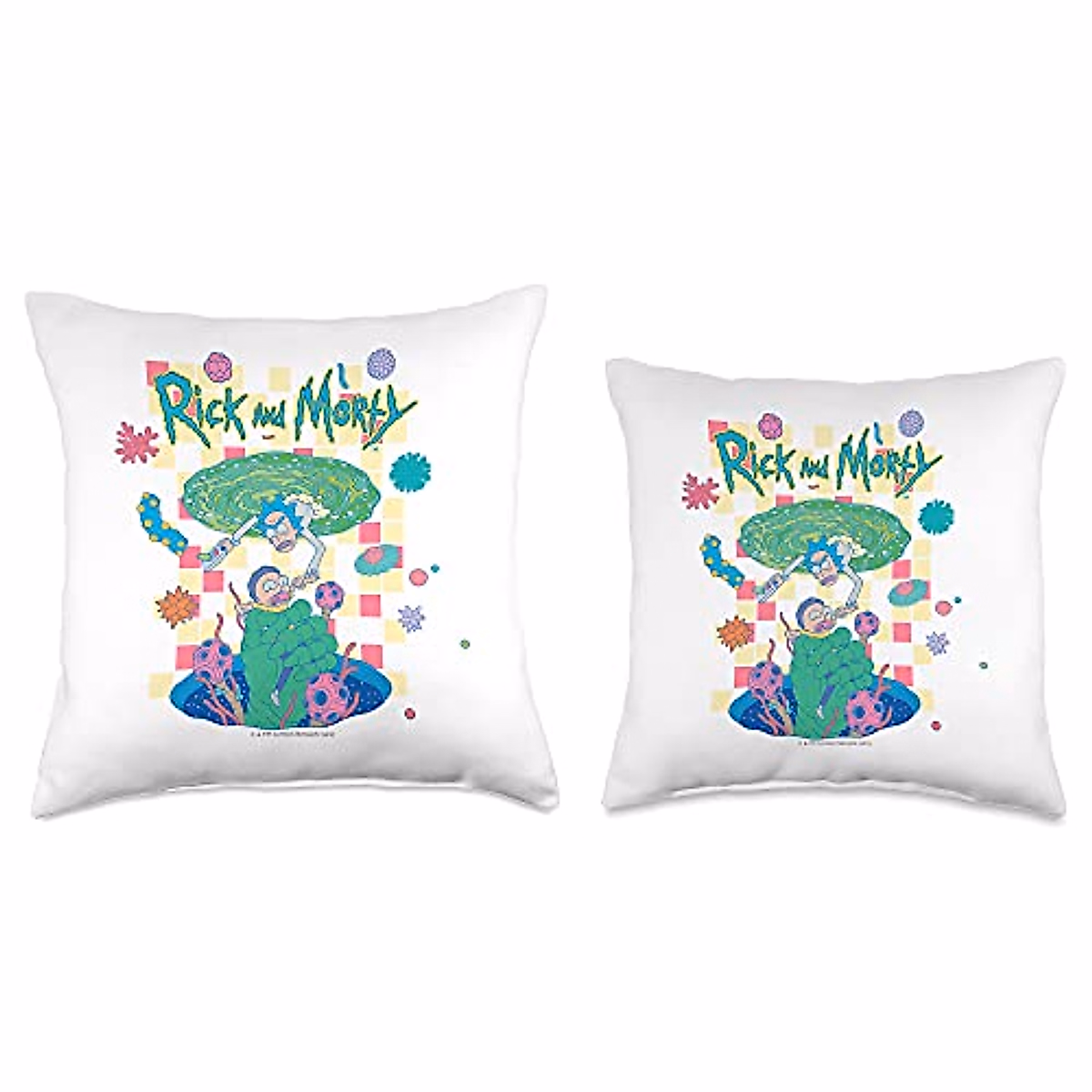 Rick and Morty Falling Portals Throw Pillow, 16x16, Multicolor