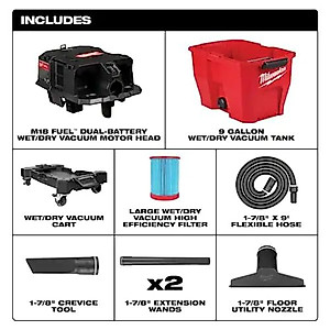 Milwaukee 0920-20 M18 Fuel 9 Gallon DualBattery Wet/Dry Vacuum (Bare Tool)