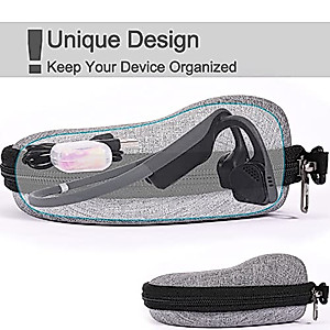 RAIACE Hard Storage Case Compatible with AfterShokz Aeropex/Trekz Air/Titanium Mini Bone Conduction Headphones, Travel Carrying Bag. (Case Only, Not Include The Headphones) - Black(Gray Lining)