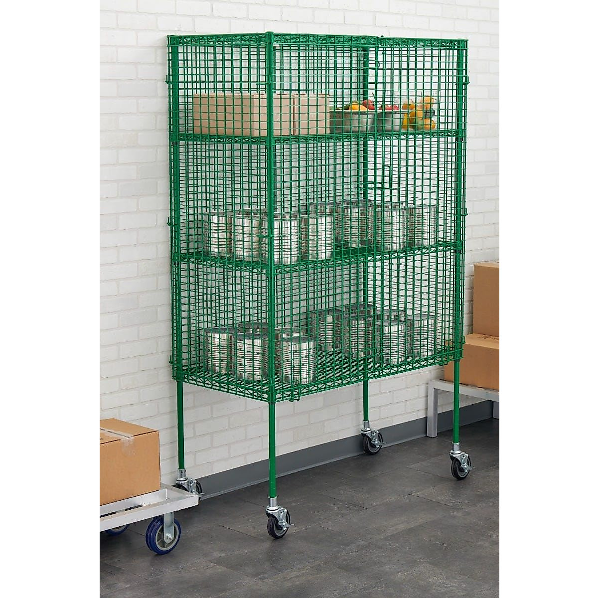 CenPro Commercial Foodservice Shelf, 24"x48"x69" Mobile Wire Security Kit, Green Epoxy (30V-920)