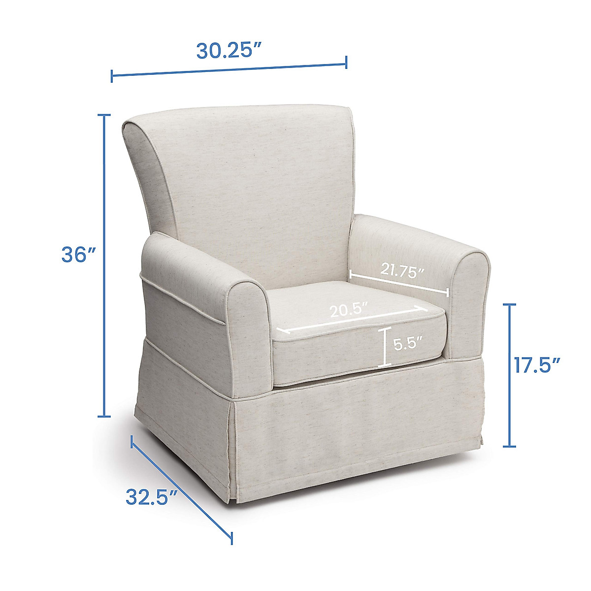 Delta Children Upholstered Glider Swivel Rocker Chair, Sand