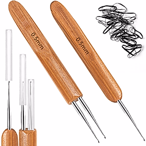 Dreadlocks Crochet Hooks, Crochet Hooks for Dreadlocks, Dread Locks Crochet Loc Needle for Braid Craft 0.5mm ( 1 Hook and 2 Hooks)