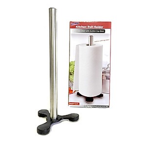 Stainless Steel Suction Cup Paper Towel Holder Kitchen Bathroom Spare Toilet Paper Holder with Nonslip Stable Super Suction Grip Base Countertop