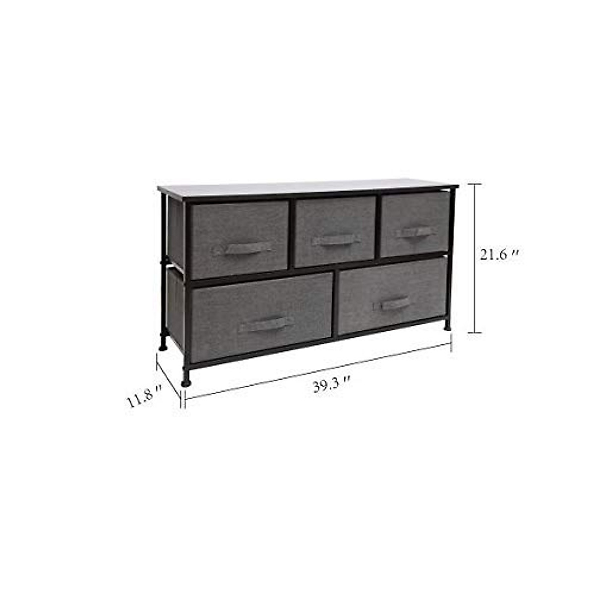 East Loft Extra Wide Dressers for Bedroom Cheap Closet Dresser for Nursery - Storage Dresser with 5 Fabric Drawers - Easy Assembly Small Dresser for Closet Kids Clothes Organizer (Charcoal)