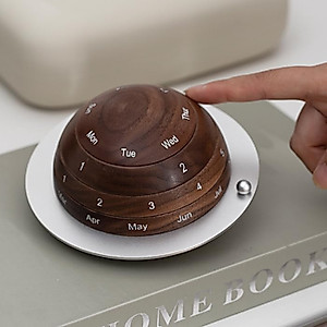 2024 Wood Desk Calendar, Rustic Perpetual Office Accessory & Creative Earth Desktop Decoration, Ideal Calendar Christmas Gift,Unique Mens Desk Accessories (A)