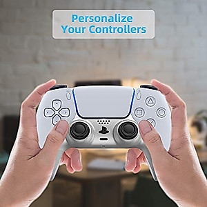 NexiGo PS5 Controller Skin, Custom DIY Faceplate Replacement Shell Decoration Accessories, Grip Decorative Strip for Sony Playstation 5 DualSense Controller, 2 Pack (Sliver & Sliver)