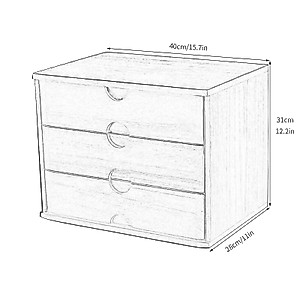 LEYT Wooden Desktop Storage Box with 3 Drawers, Office Supplies A4/Receipt File Organizer, Flat File Cabinet (Color : B)
