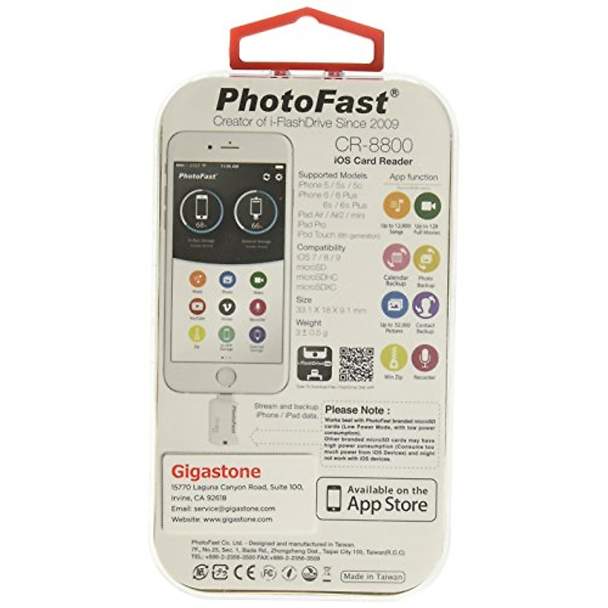 [Apple Mfi Certified] iPhone Micro SD Card Reader by Gigastone, Lightning, Apple iOS, iPad, iPod, iCloud, Versatile App, Compatible up to iPhone 7 & iPhone 7 Plus