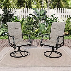 Sophia & William Patio Dining Chairs Set of 2 Metal Swivel Chairs Padded Textilene Quick Dry Outdoor Furniture Set Support 350 lbs for Lawn Garden Backyard Weather Resistant