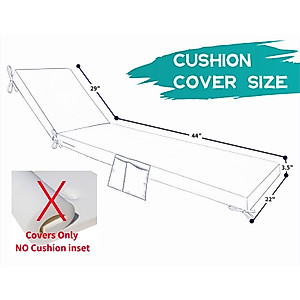 FSJITF Outdoor Chaise Lounge Cushion Cover 72"x21"x3.5",Rain-Proof,Fade Resistant 1600h,for Patio Replacement Cushion Cover,Note: Only Covers-Foam Not