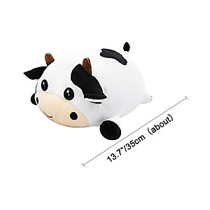 Achwishap Cow Stuffed Animals 13.7” Cow Plush Pillow Stuffed Dolls Hugging Pillow with Zipper, Plush Toys Dolls Gifts for Kids Girls Boys Adults