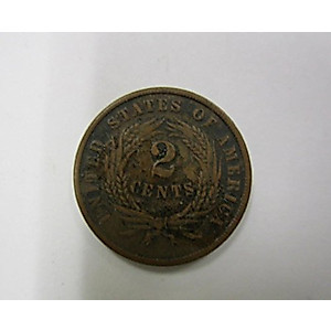 1865 No Mint Mark Circulated Two Cent Piece Civil War Era Two-Cent Seller Good