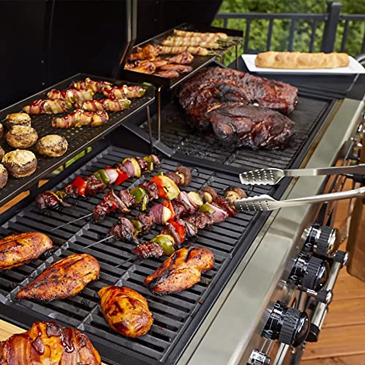 Hisencn Grill Replacement Parts for Pit Boss Memphis Ultimate 4-in-1 Gas & Charcoal Combo Grill, Porcelain Steel Heat Tents, Stainless Steel Burners for Pit Boss Smoker and Charcoal Grills,3-Pack