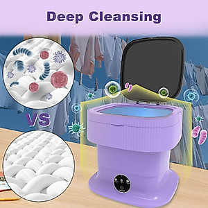 13L Mini Washing Machine, Small Portable Washer with Spin Dryer, Collapsible Luandry Washer, Foldable Compact Lavadora Portatil for Baby Clothes, Underwear, Travel, Camping, Apartments, Purple