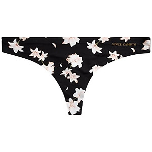 Vince Camuto Women's Underwear - 5 Pack Seamless Thong Panties (S-XL), Size Small, Black Floral/Ballet/Tan/Chai/Black