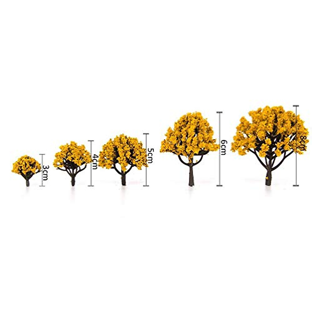 BESPORTBLE 20pcs Model Trees Fake Plastic Train Trees Railroad Scenery Architecture Trees for DIY Micro Landscape Bonsai 3CM-8CM (Orange)