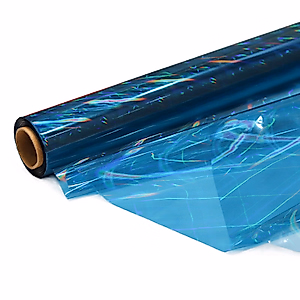 CMFYHM Iridescent Light blue Cellophane Wrap Roll I 34 In X 100 Ft I Extra Wide Colorful Cello Perfect For Baskets,Gifts,Birthday Holiday Wedding Floral, Party Arts Crafts Decoration